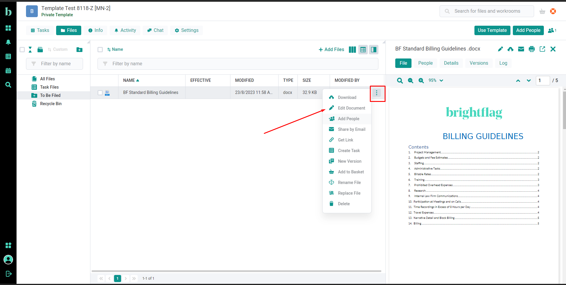 Editing Documents using Workspace Tools – Brightflag